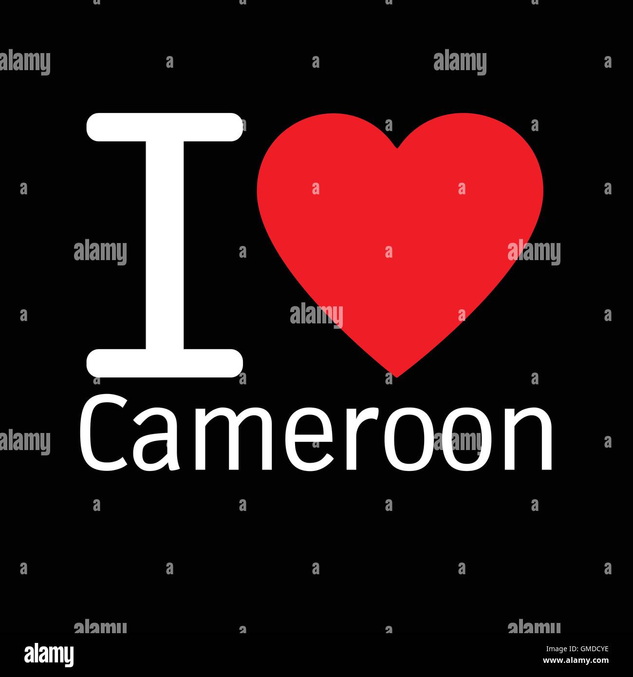 i love Cameroon lettering illustration design with heart sign Stock ...
