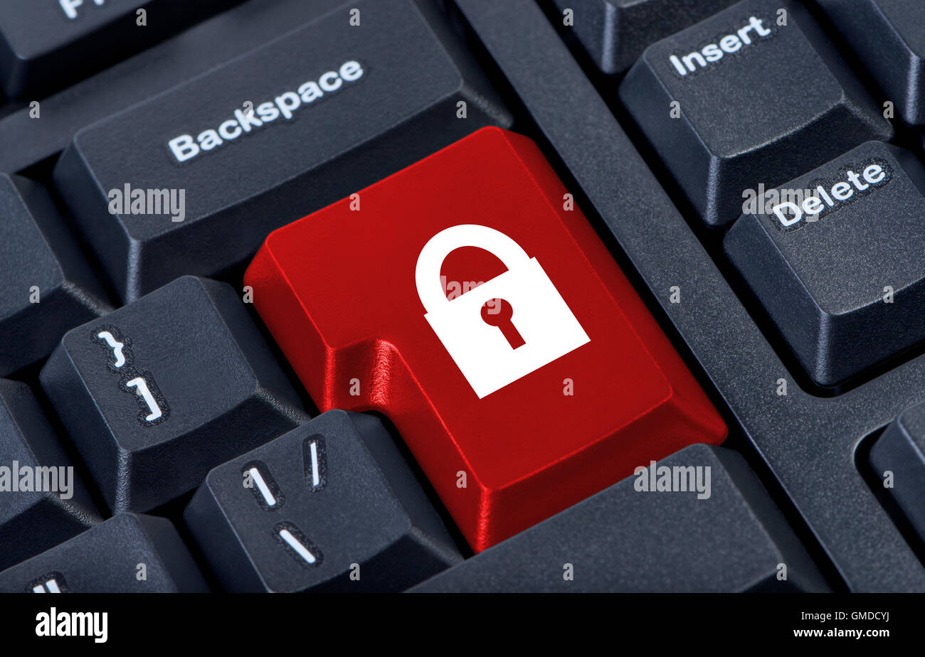Red button with icon padlock, internet concept Stock Photo - Alamy