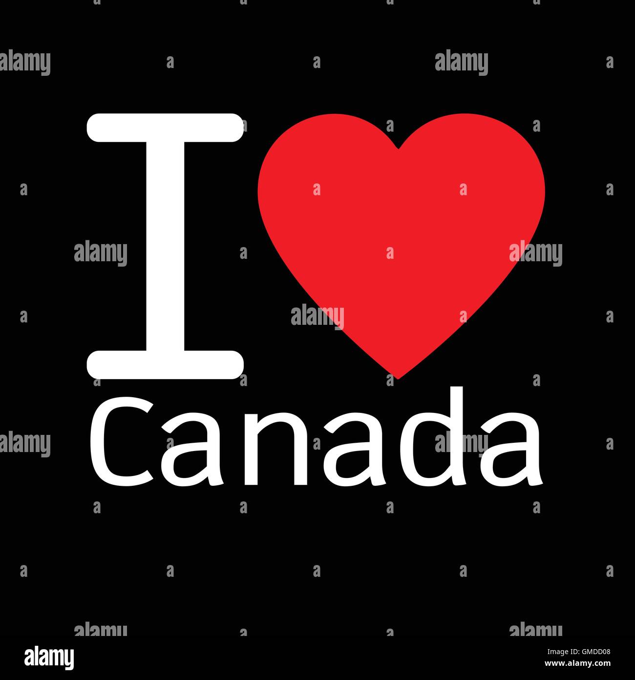 i love Canada lettering illustration design with heart sign Stock ...
