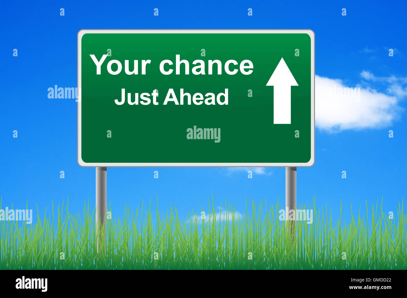 Your chance road sign on sky background, grass underneath Stock Photo ...