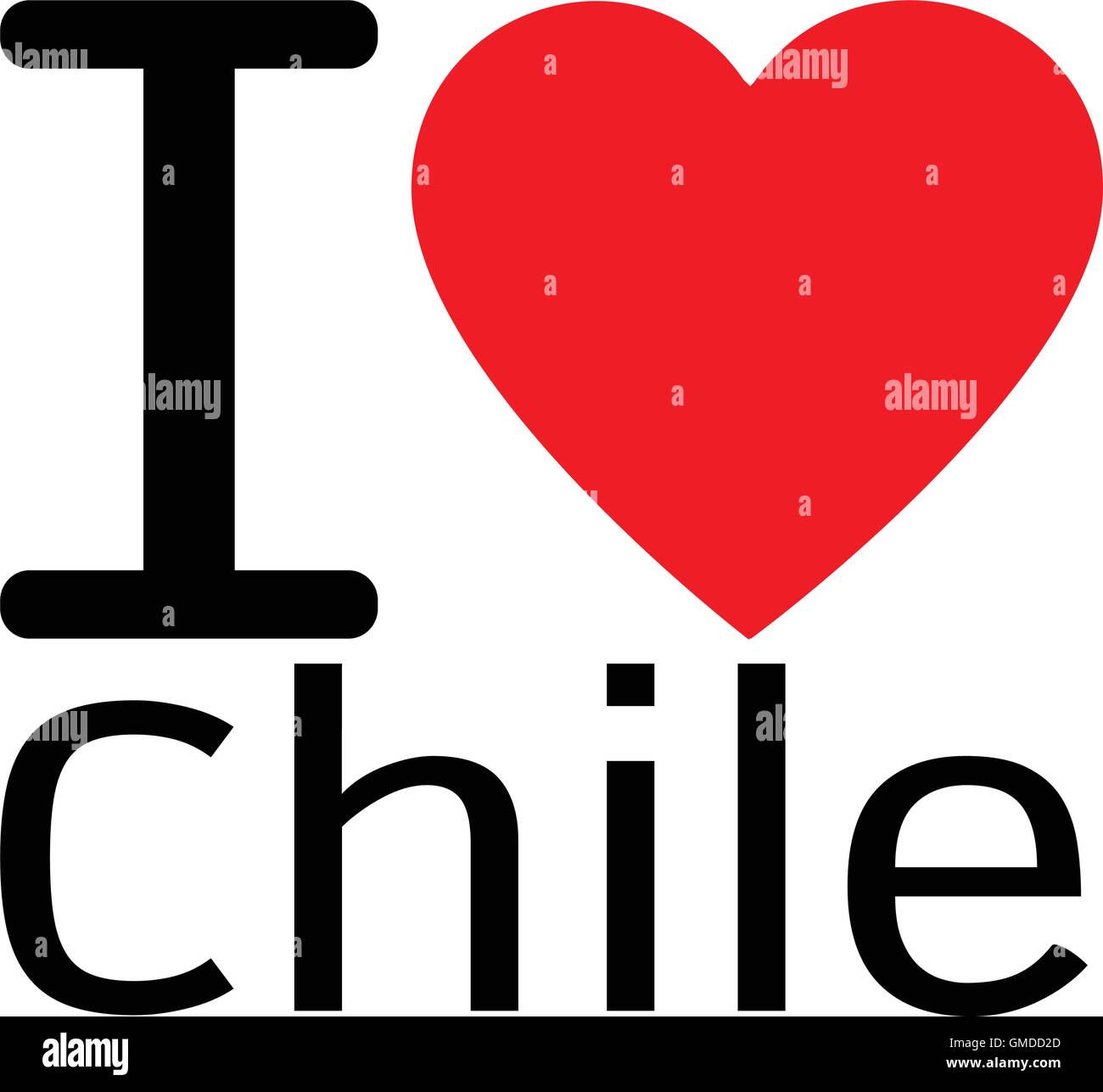 i love Chile lettering illustration design with heart sign Stock Vector ...