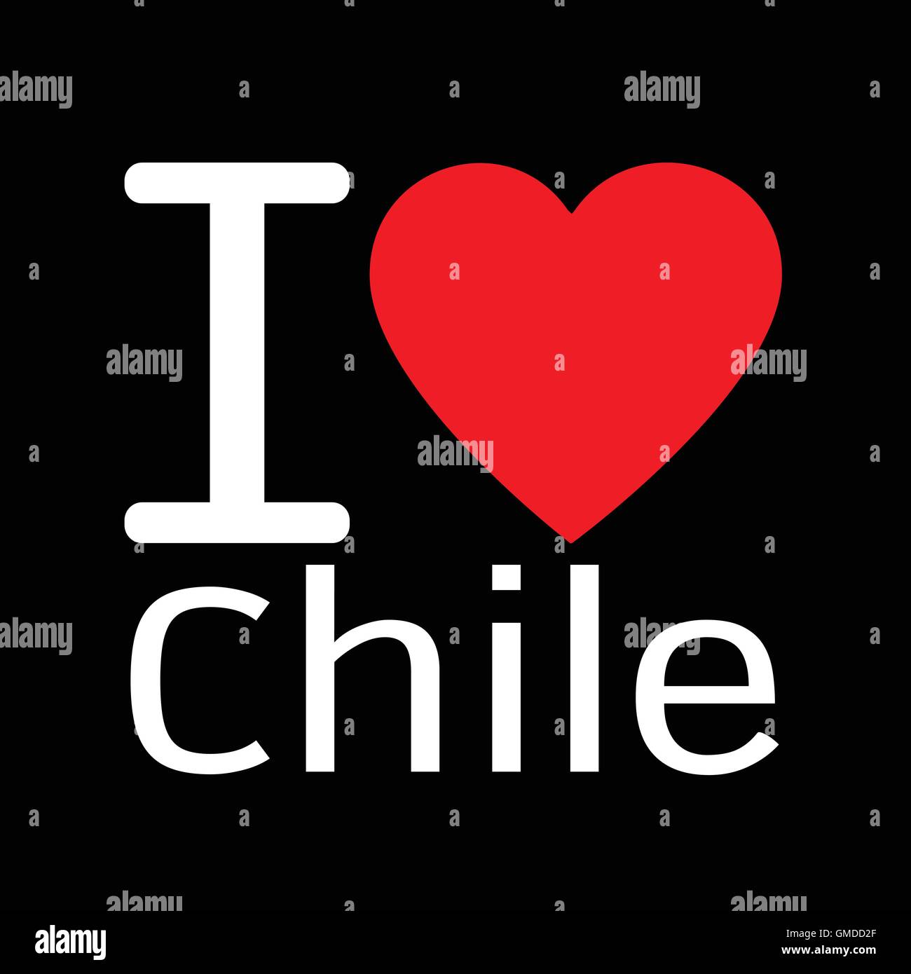 i love Chile lettering illustration design with heart sign Stock Vector ...