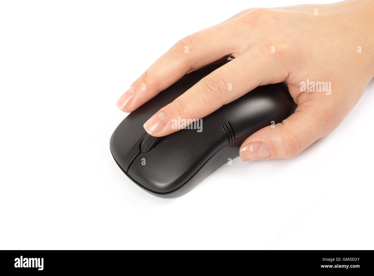 computer mouse with hand over white Stock Photo - Alamy