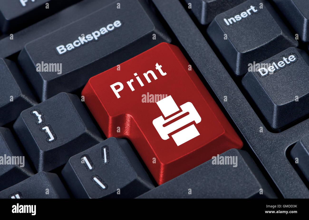 Button keypad print with printer icon Stock Photo - Alamy