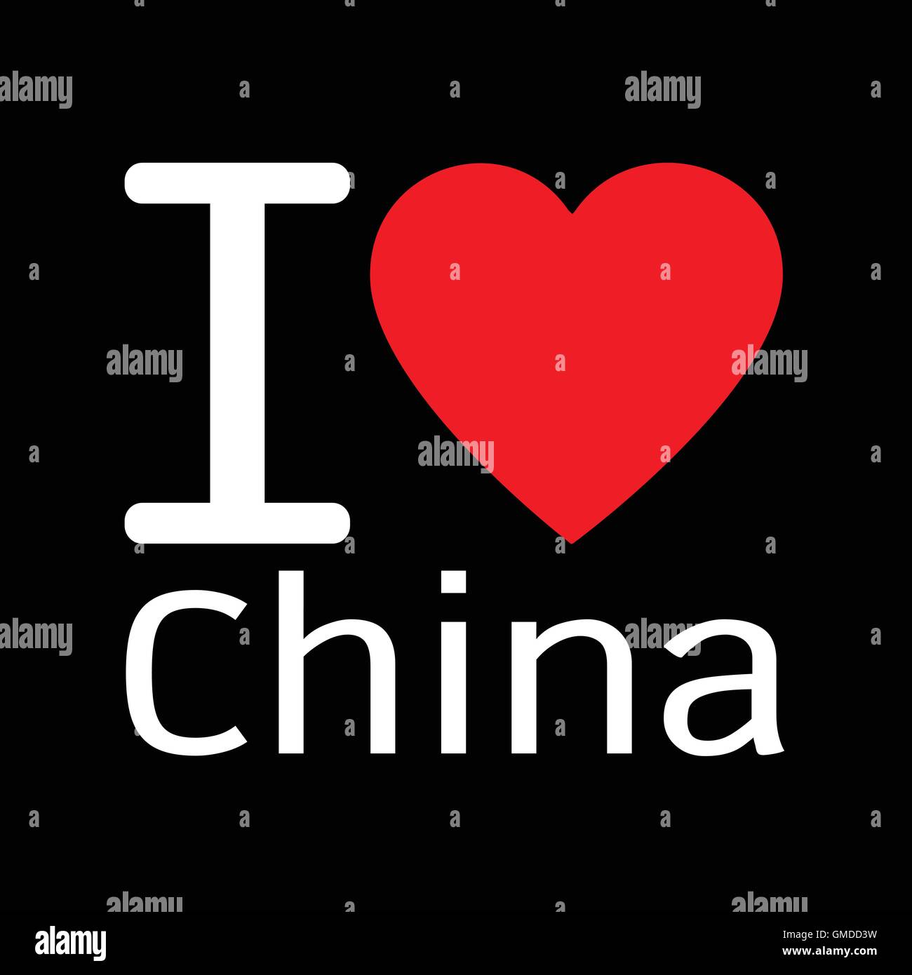 i love China lettering illustration design with heart sign Stock Vector ...