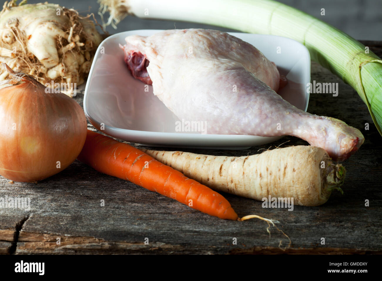 raw chicken leg and vegetables Stock Photo - Alamy