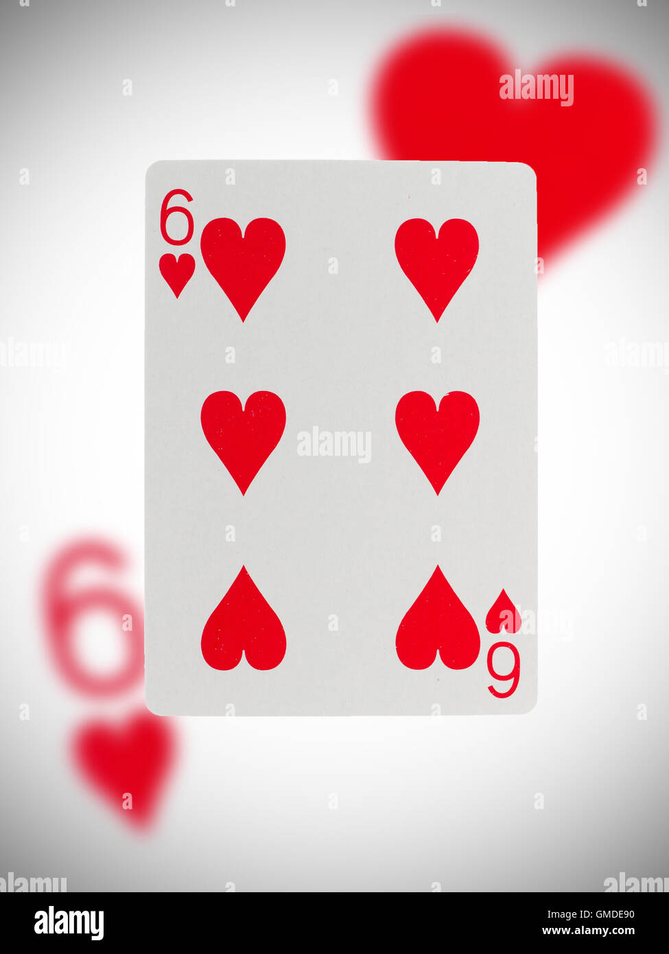 Playing card, six of hearts Stock Photo - Alamy