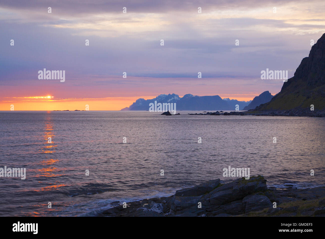 Midnight sun in Norway Stock Photo - Alamy