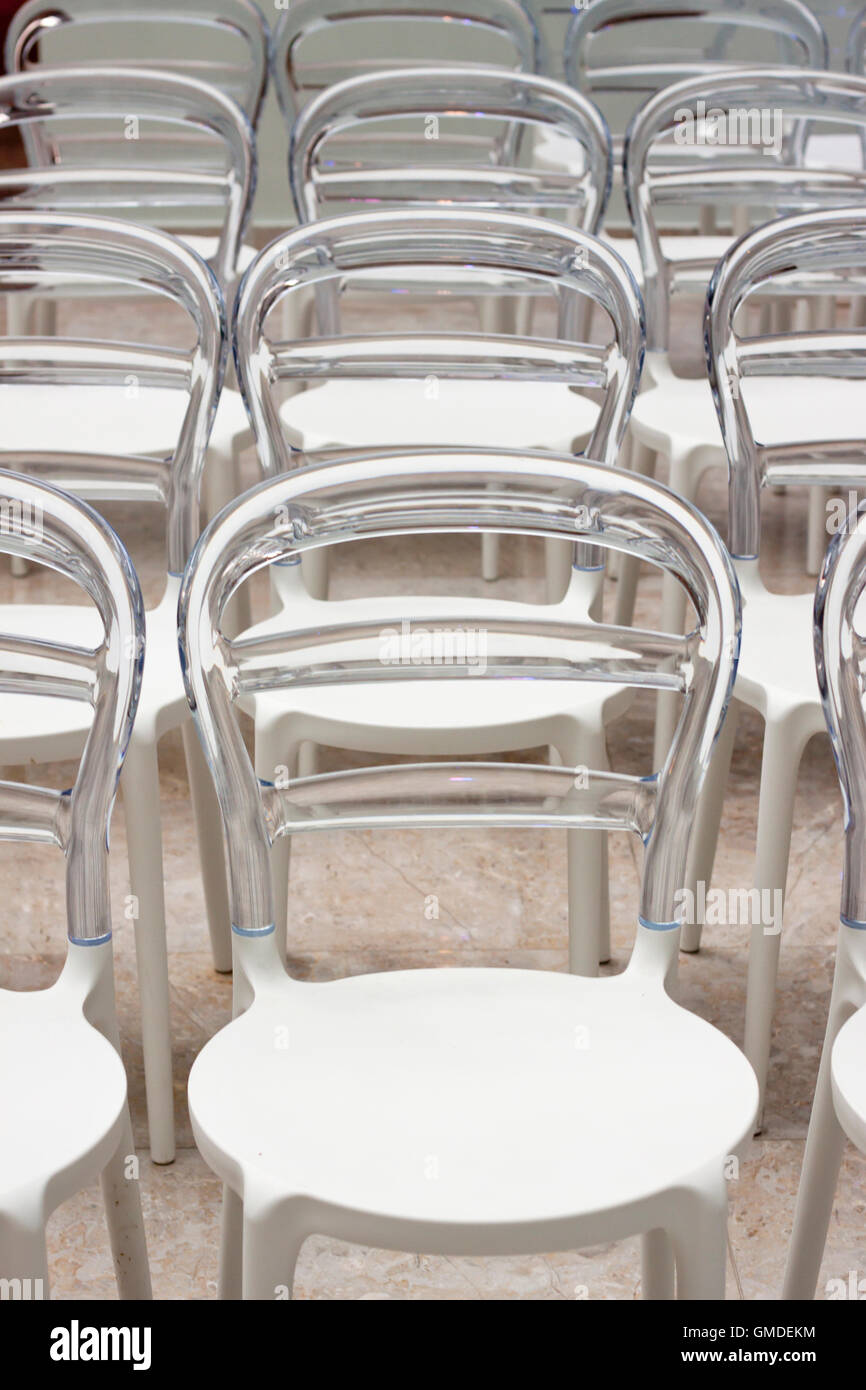 Row of plastic chairs Stock Photo - Alamy