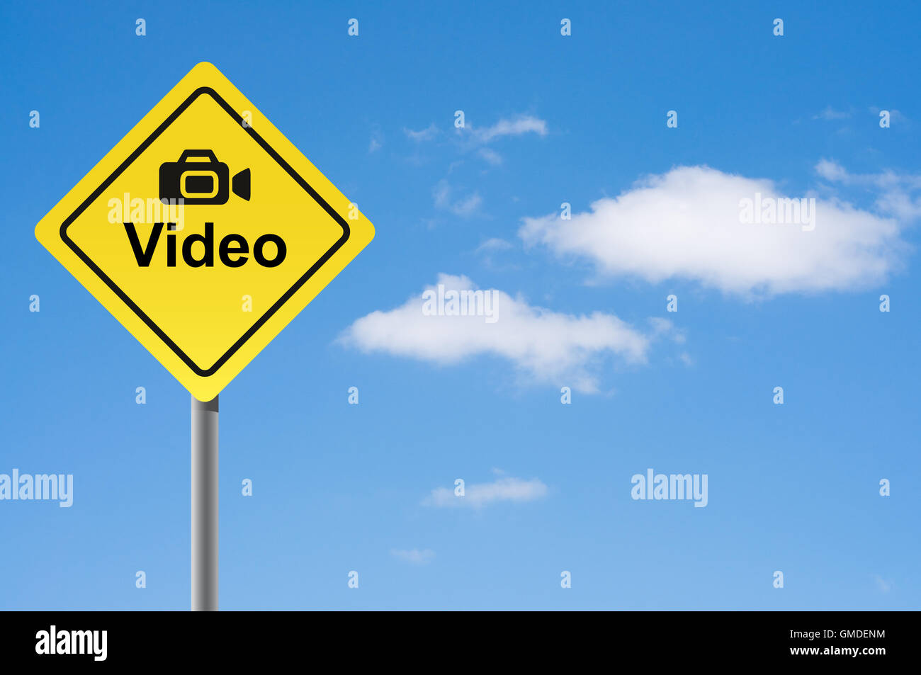 Sign video sky background Stock Photo - Alamy