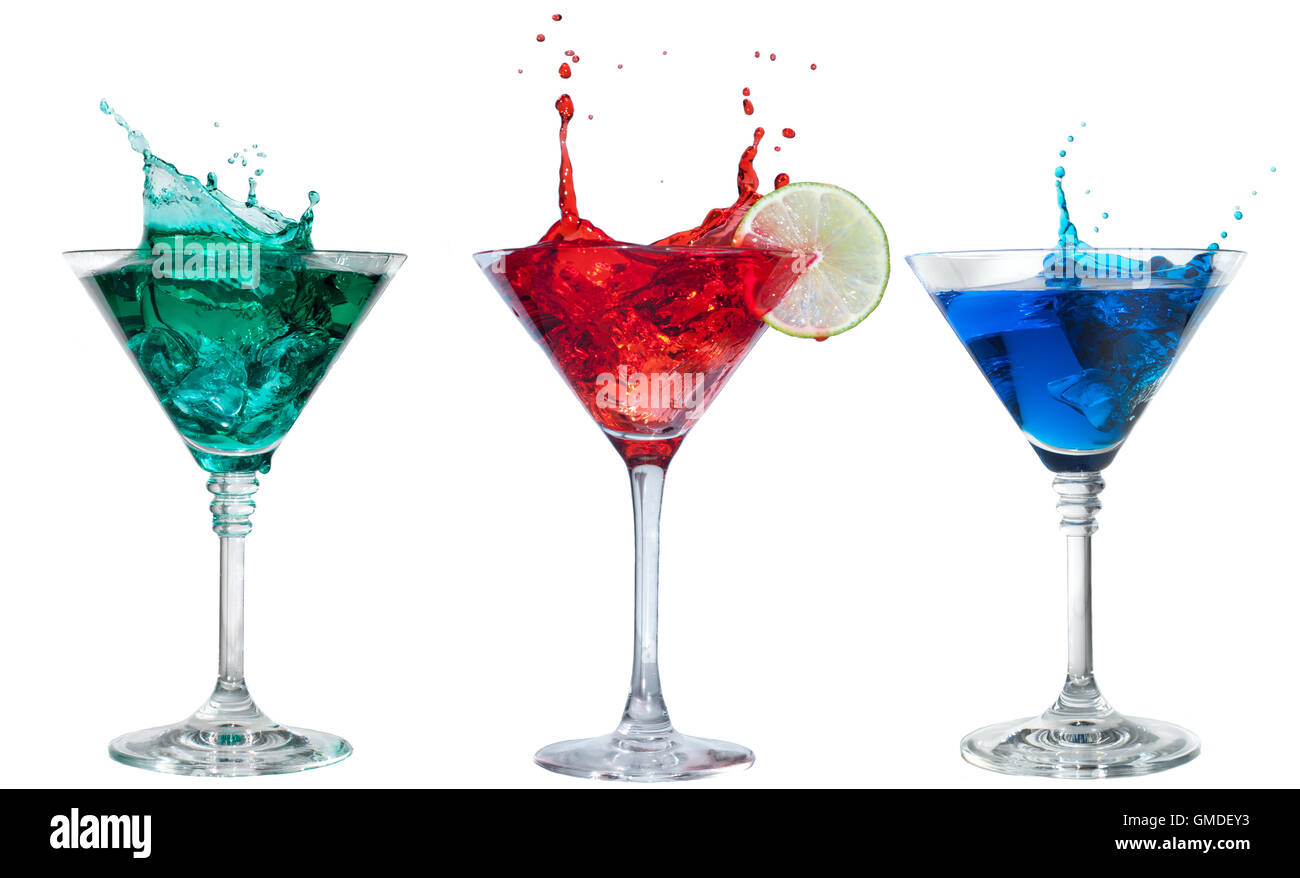 Set of alcoholic cocktails isolated on white Stock Photo - Alamy