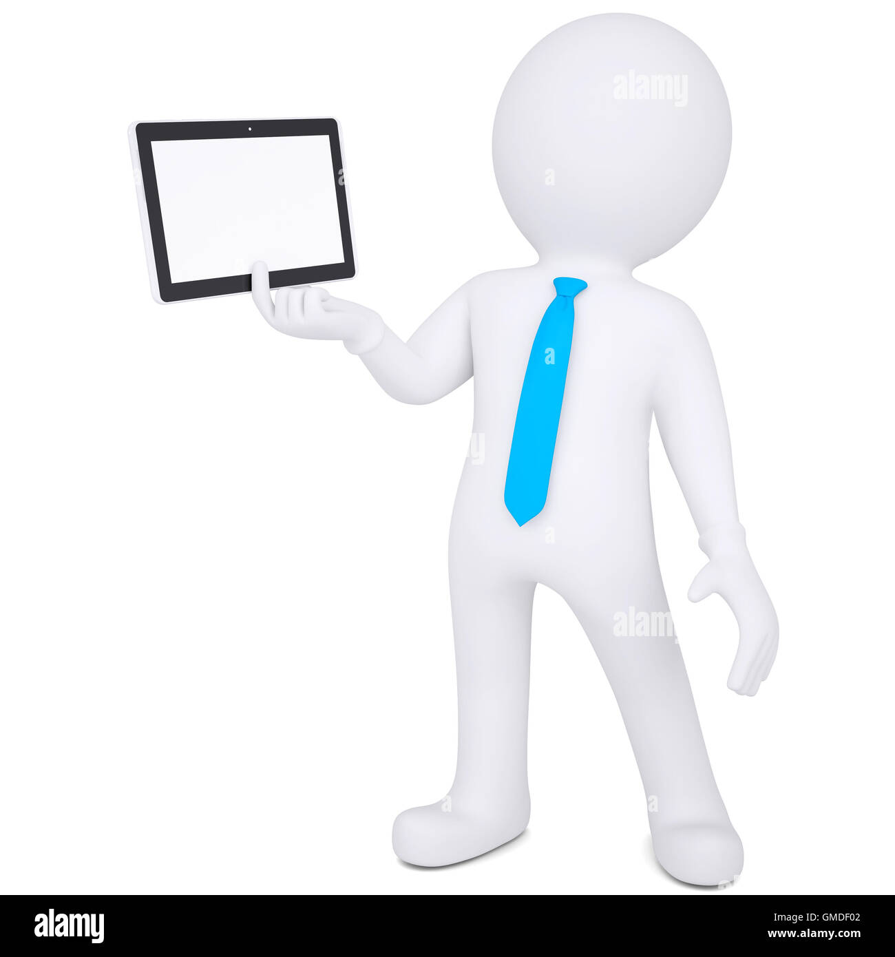 3d man holding tablet PC Stock Photo - Alamy