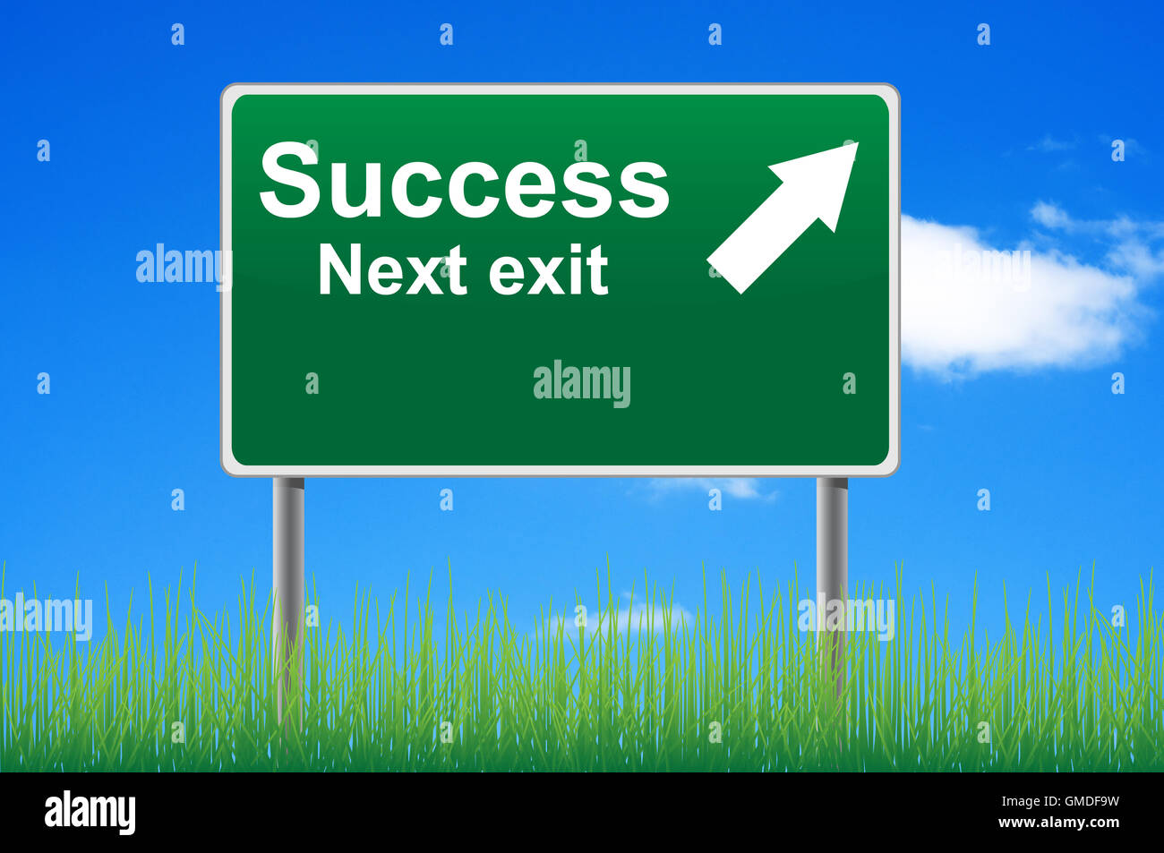 Success next exit road sign on sky background Stock Photo - Alamy