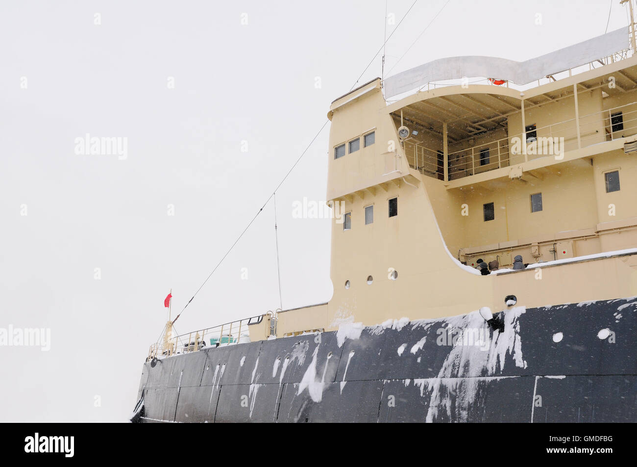 Icebreaker at sea in the snow Stock Photo - Alamy