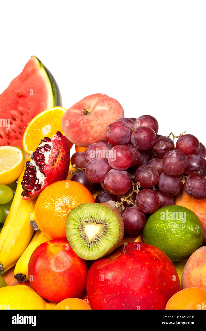 Huge group of fresh fruits isolated on a white Stock Photo - Alamy