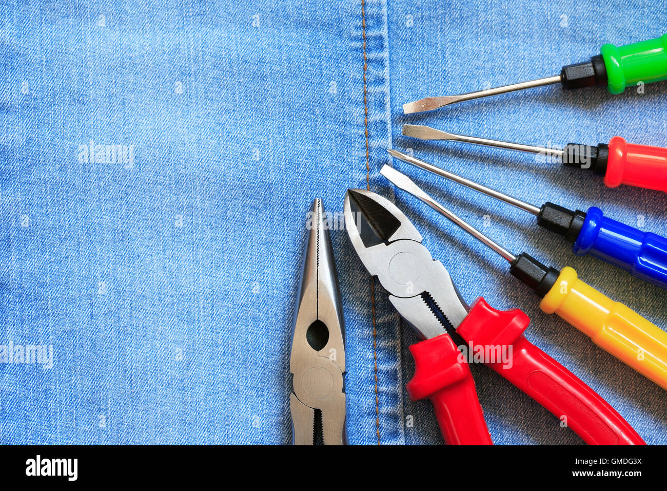 Tools On Denim Stock Photo - Alamy