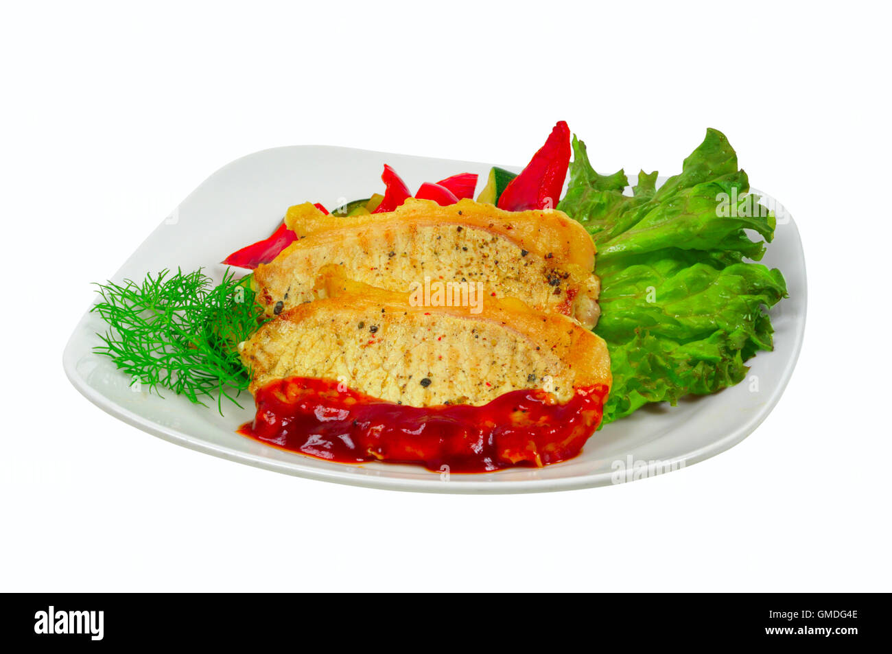 Roasted meat, on the dish Stock Photo - Alamy