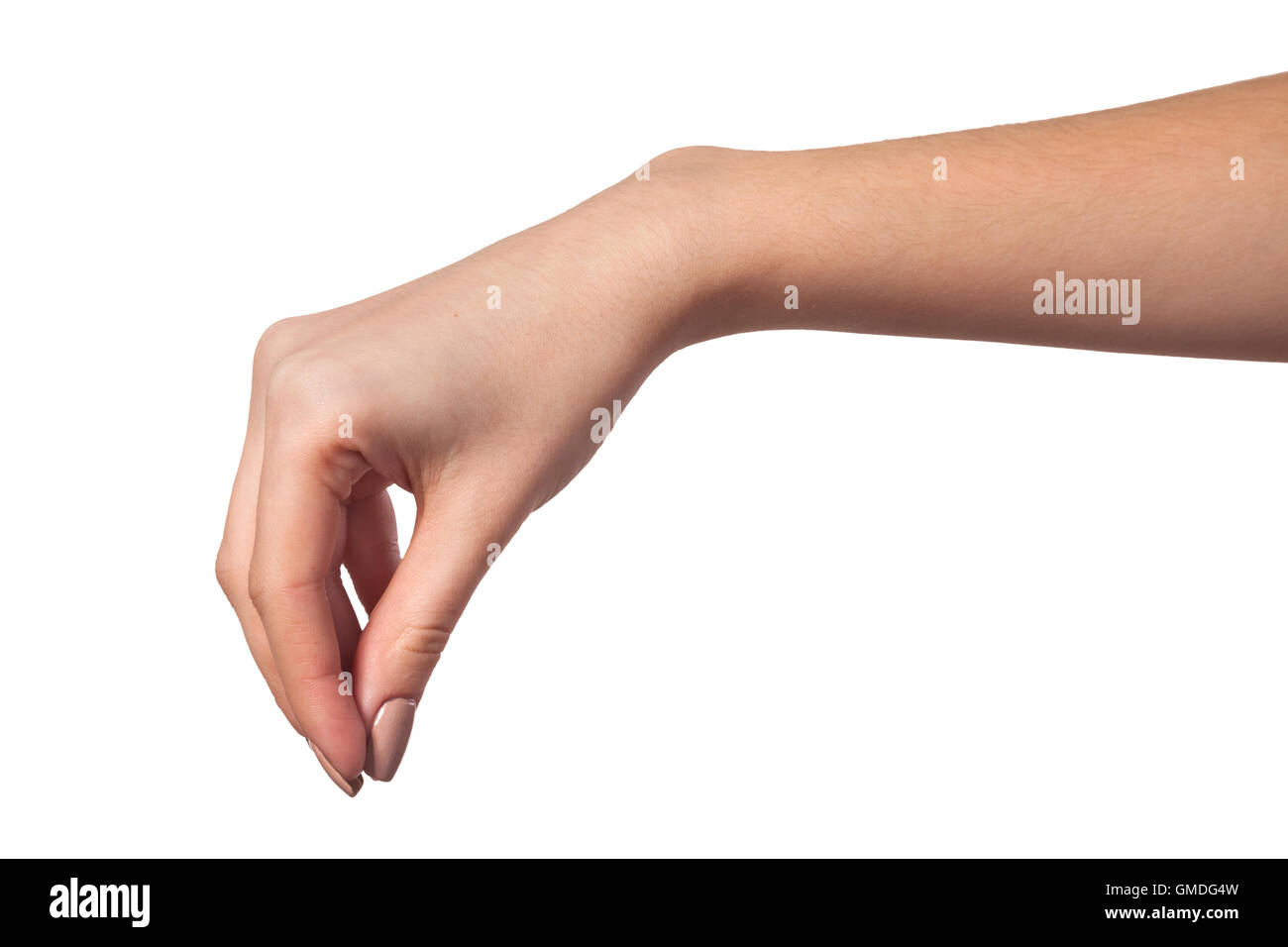 Female hand reaching for something on white Stock Photo - Alamy