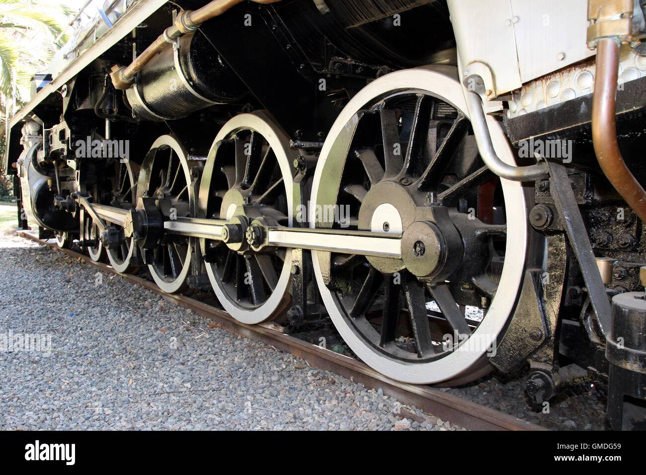 Vintage Locomotive Wheels Stock Photo - Alamy