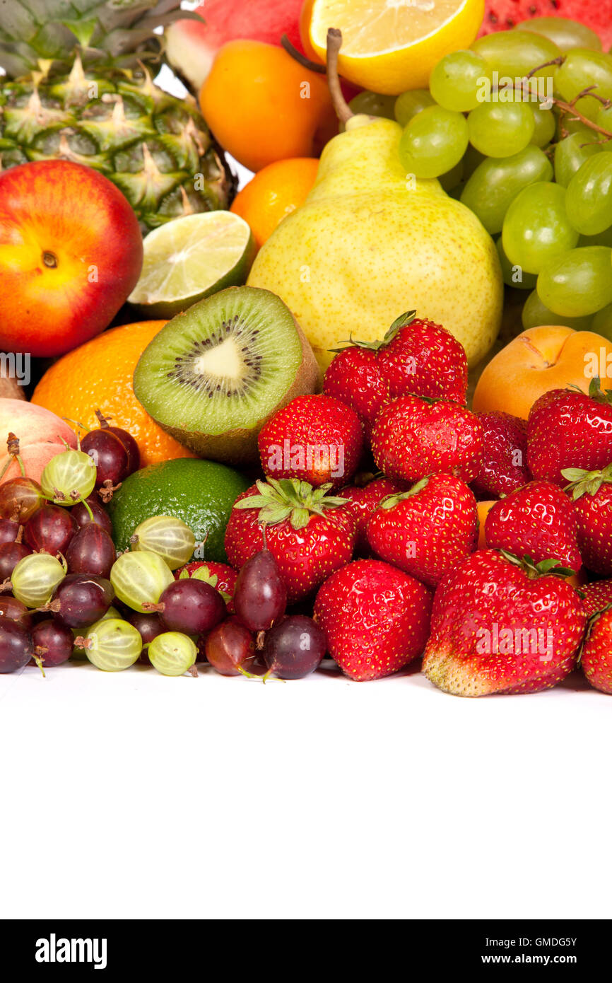 Huge group of fresh fruits isolated on a white background Stock Photo ...