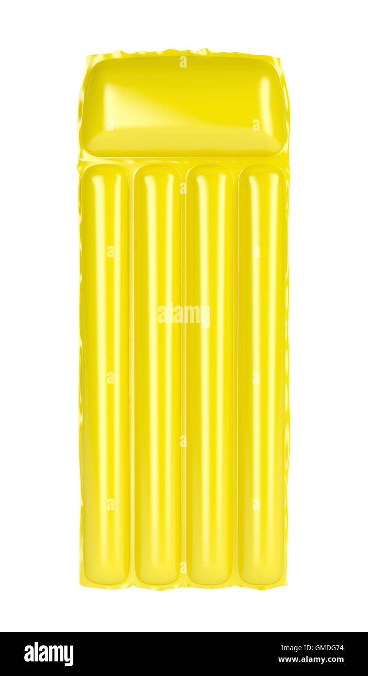 Yellow inflatable beach mattress, isolated on white background Stock ...