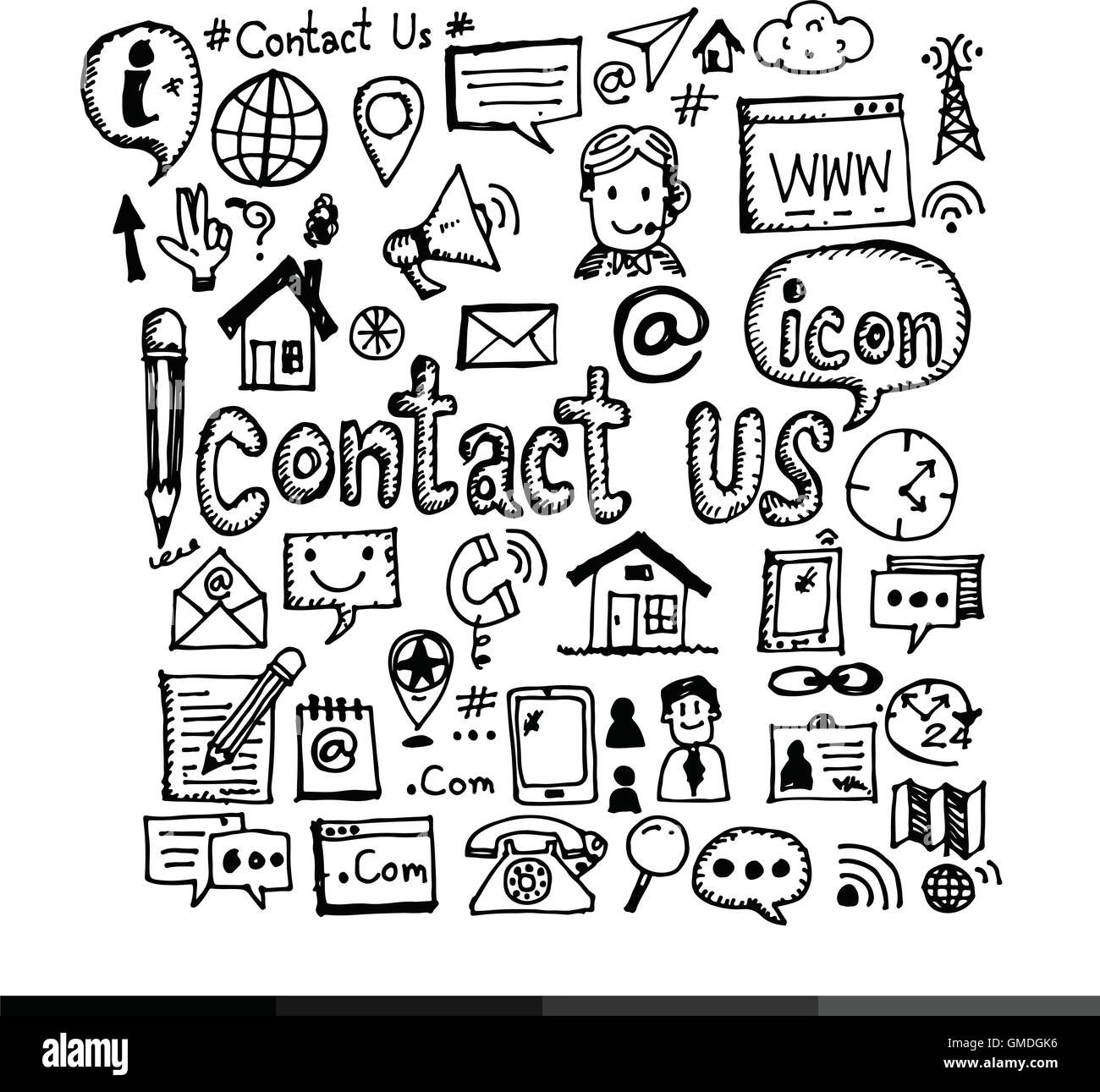 Hand Draw Contact Us Icon Illustration design Stock Vector Image & Art ...