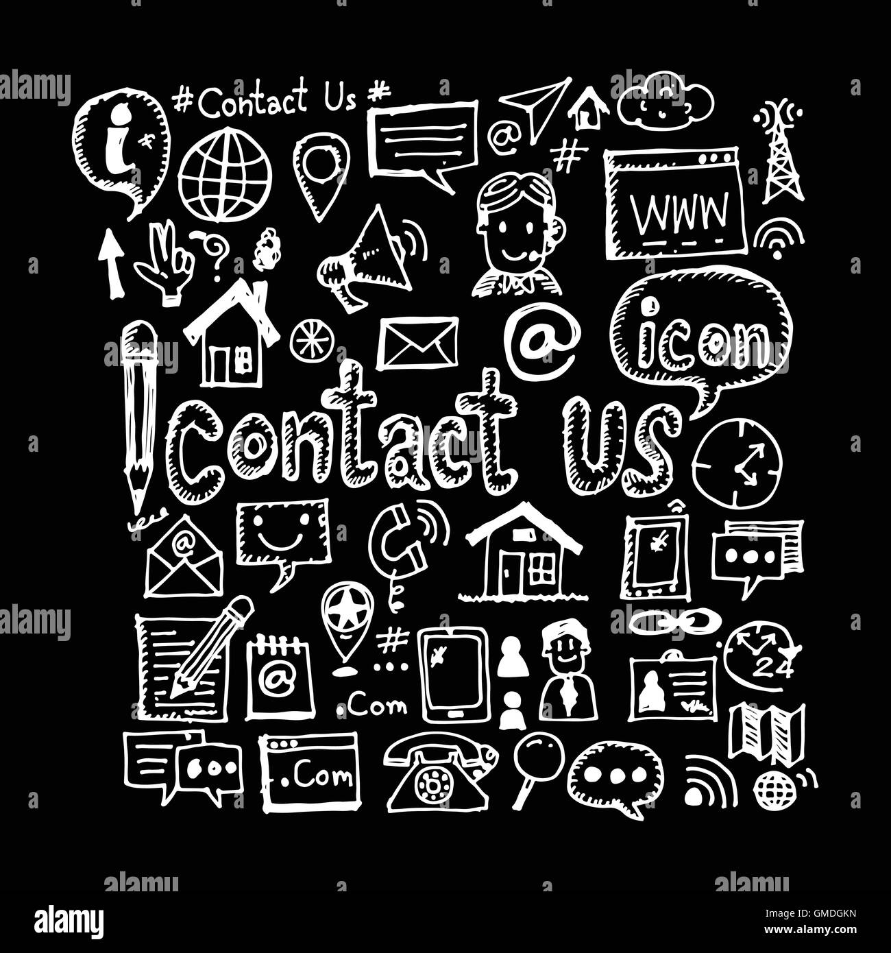 Hand Draw Contact Us Icon Illustration design Stock Vector Image & Art ...