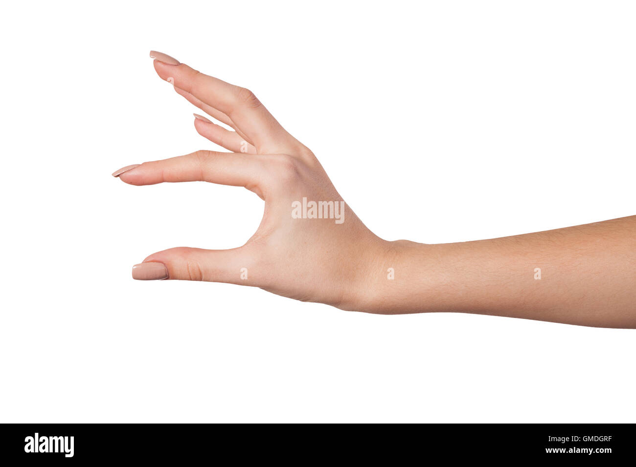 Female hand reaching for something on white Stock Photo - Alamy