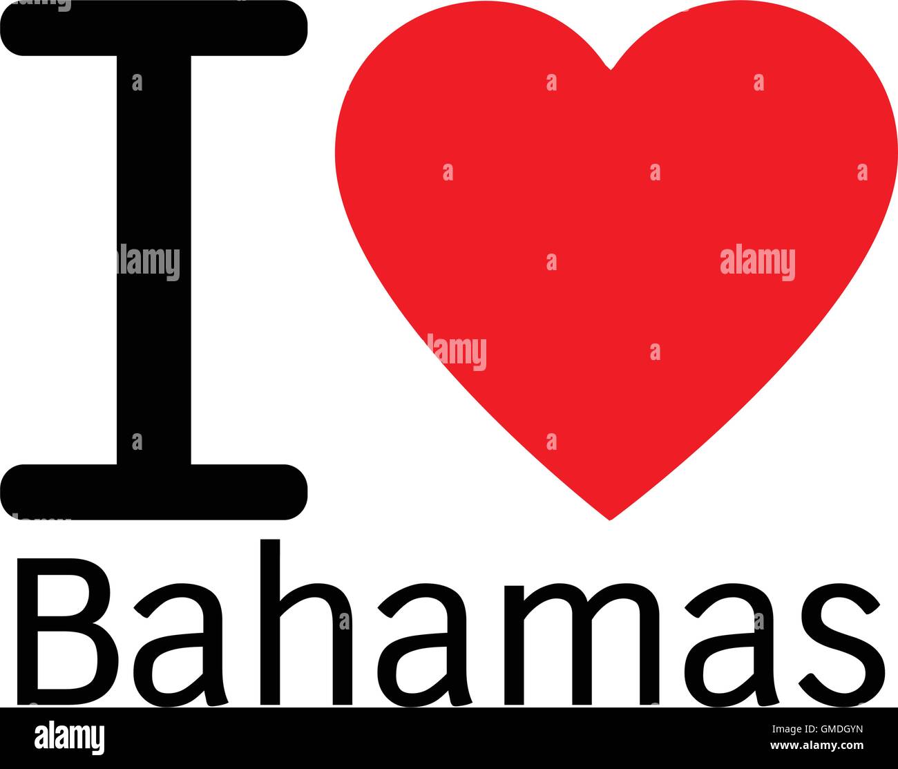 i love Bahamas lettering illustration design with heart sign Stock ...