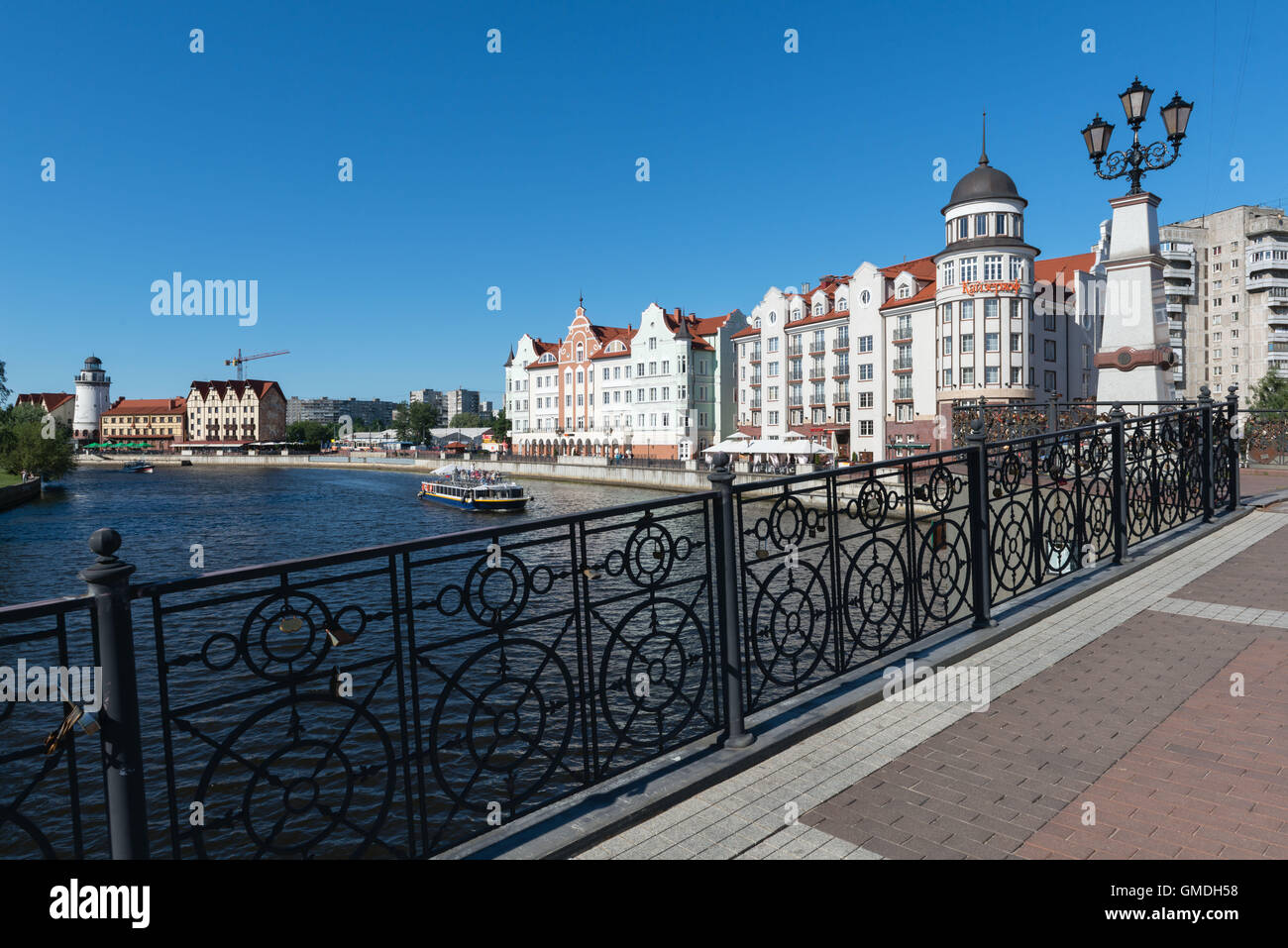 The after WW II rebuilt fishing village "Fischdorf" on the river Pregel ...