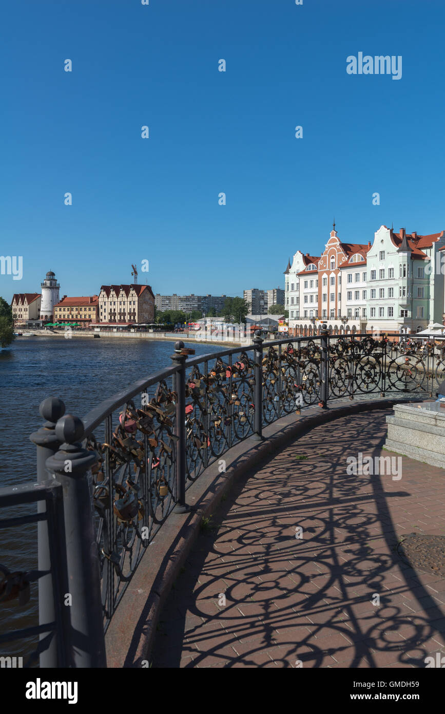 The after WW II rebuilt fishing village "Fischdorf" on the river Pregel ...