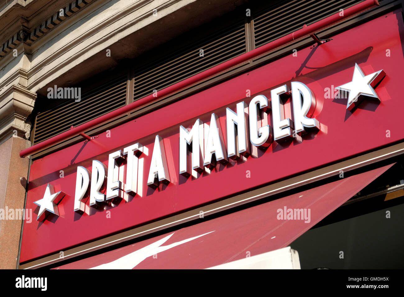 A close-up view of Pret a manger sign in central London Stock Photo - Alamy