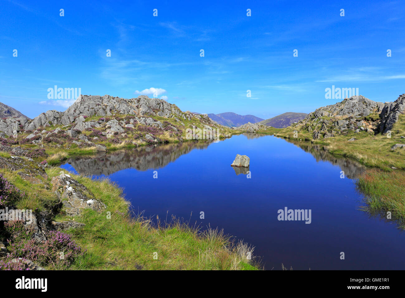 Haystacks summit tarn, Cumbria, Lake District National Park, England ...