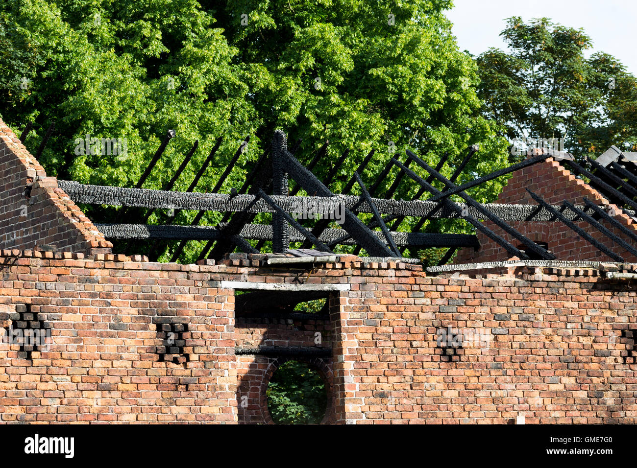 Fire damage to old farm building. England UK Stock Photo - Alamy