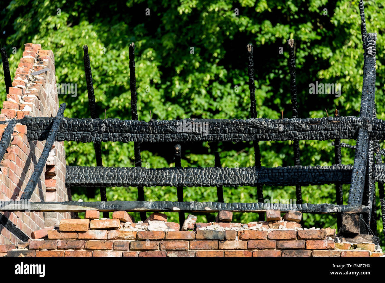 Fire damage to old farm building. England UK Stock Photo - Alamy