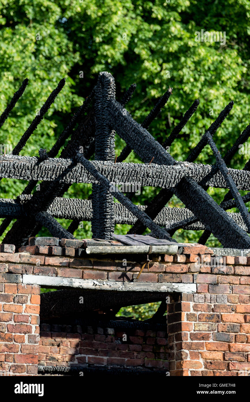 Fire damage to old farm building. England UK Stock Photo - Alamy