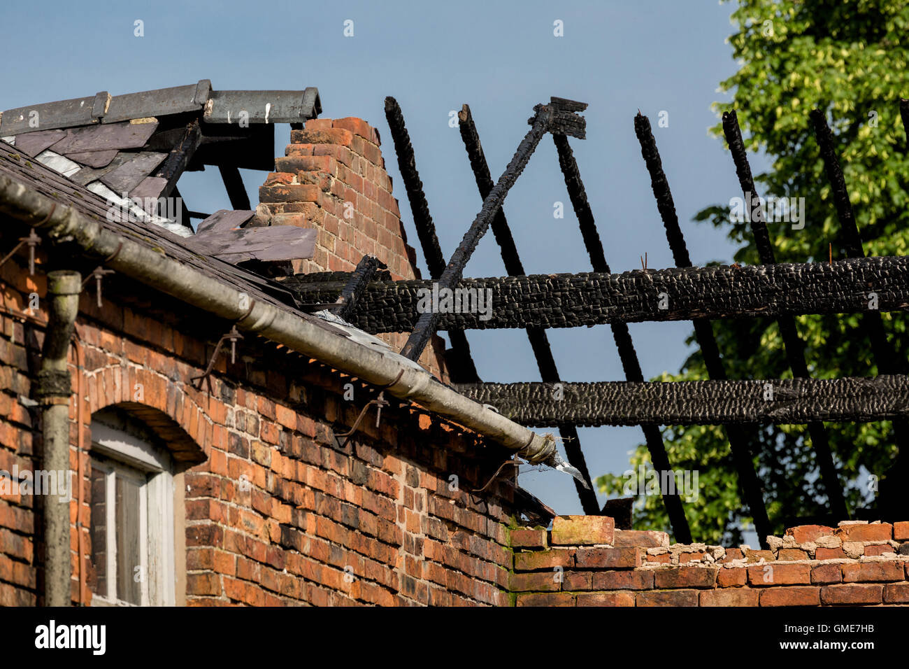 Fire damage to old farm building. England UK Stock Photo - Alamy