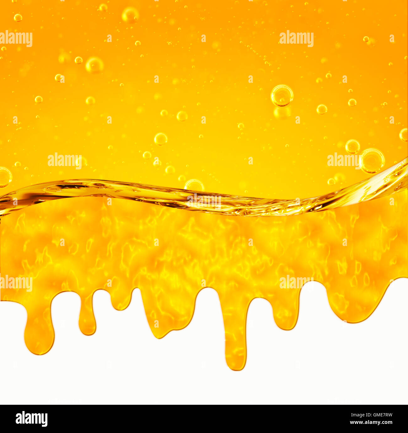 Liquid flows yellow, for the project, oil, honey, beer or other ...
