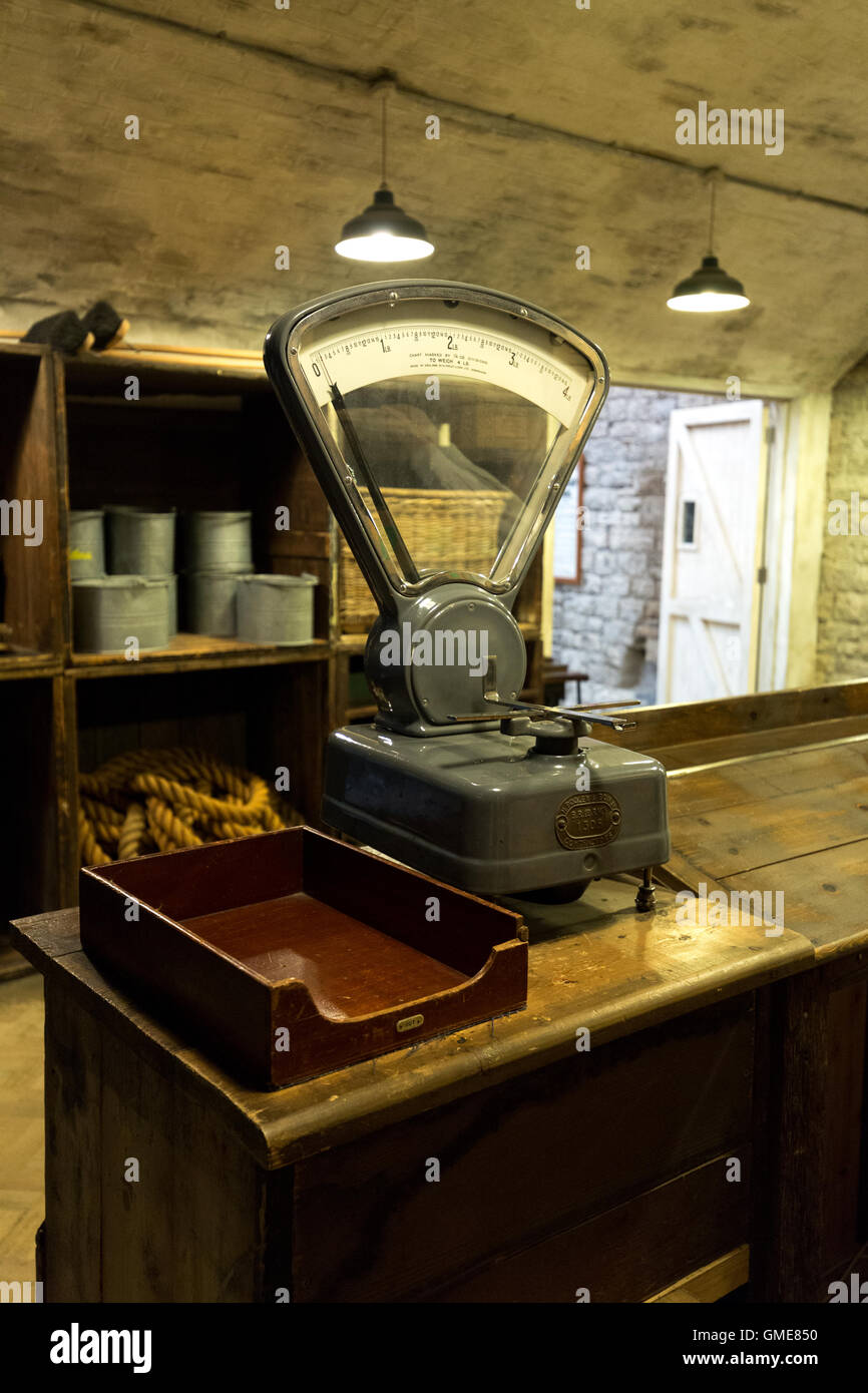 Old fashioned weighing scales. Swindon Railway works England Stock ...