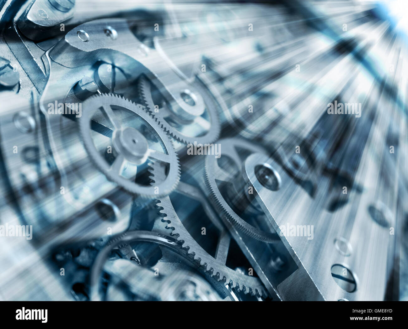 Metal Cogwheels in clock mechanism , abstract sun beams, Concept ...