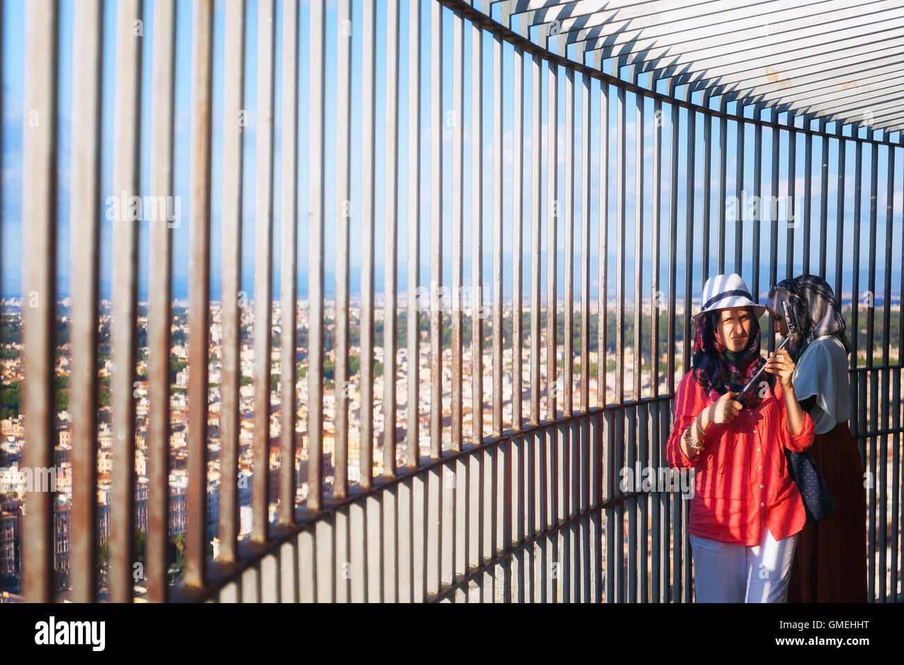 Muslim tourists visiting St. Peter's in the Vatican. The photo is taken ...