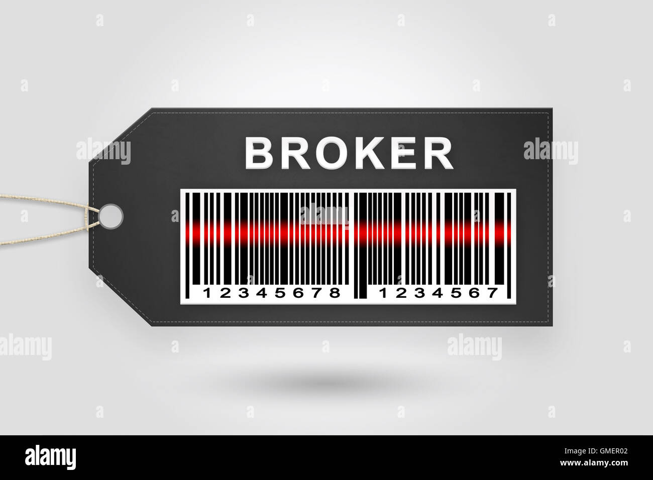 broker price tag with barcode and grey radial gradient background Stock ...