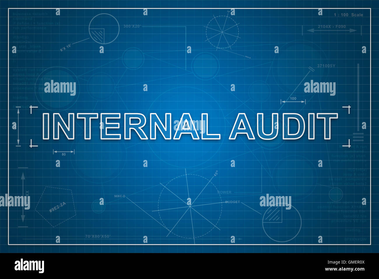internal audit on paper blueprint background, business concept Stock ...