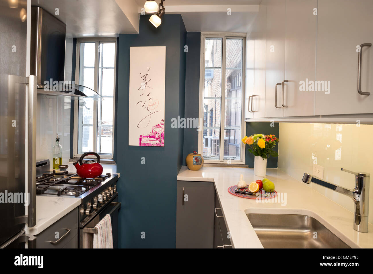 Apartment Kitchen Interior, NYC, USA Stock Photo - Alamy