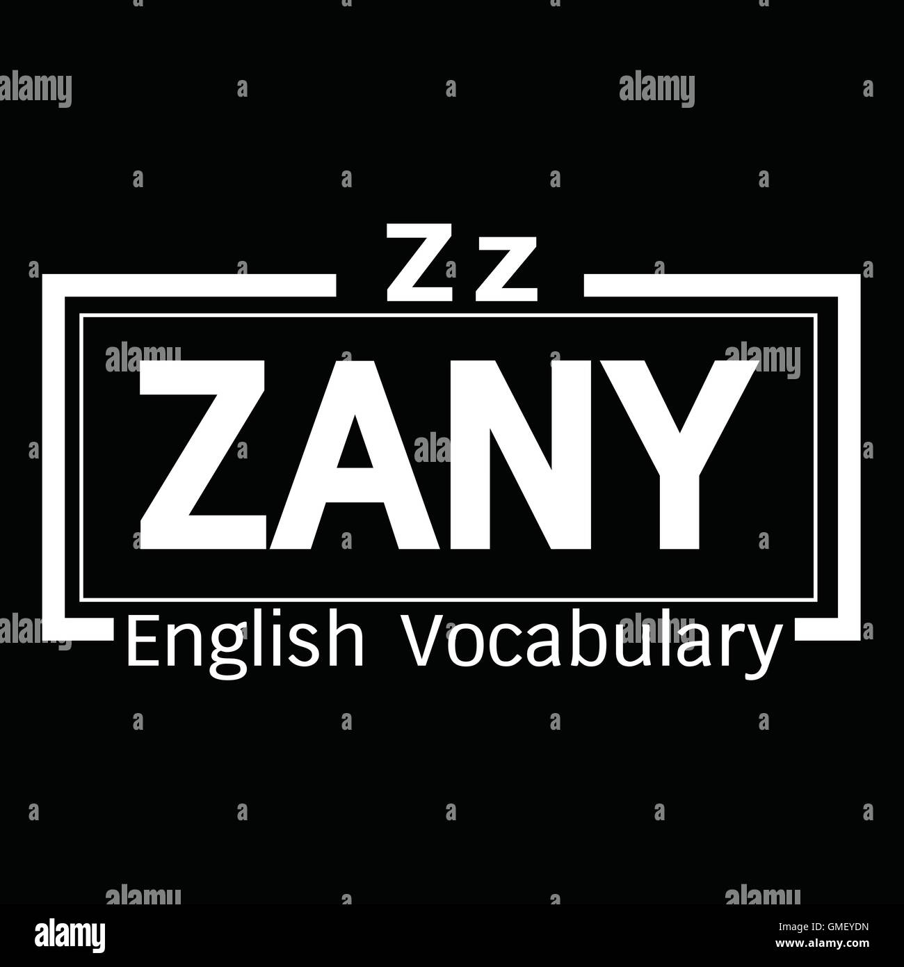 ZANY english word vocabulary illustration design Stock Vector Image ...