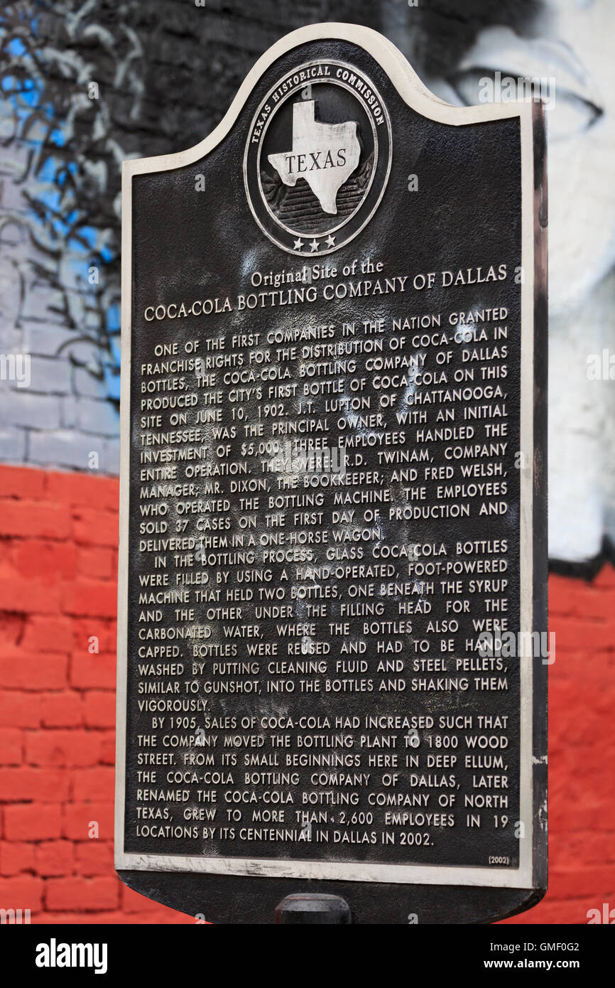 Coca-Cola history, Deep Ellum District, Dallas, Texas, USA Stock Photo ...