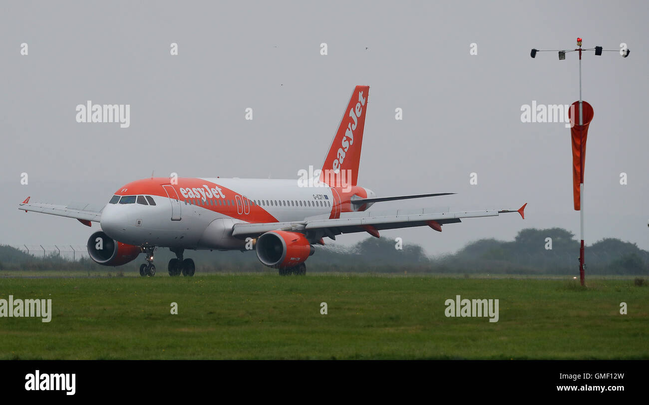 An Easyjet plane as it takes off from Liverpool John Lennon Airport ...