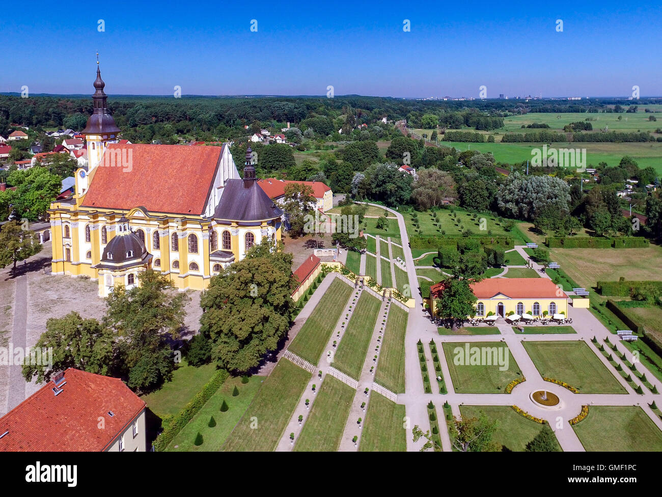 The monastery complex in bright sunshine in Neuzelle in the Oder-Spree ...