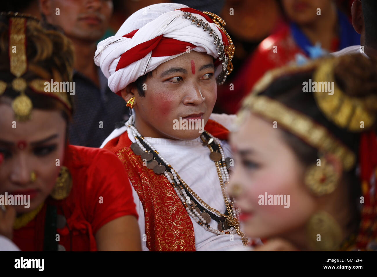 Kathmandu, Nepal. 25th Aug, 2016. Nepalese people wearing traditional ...