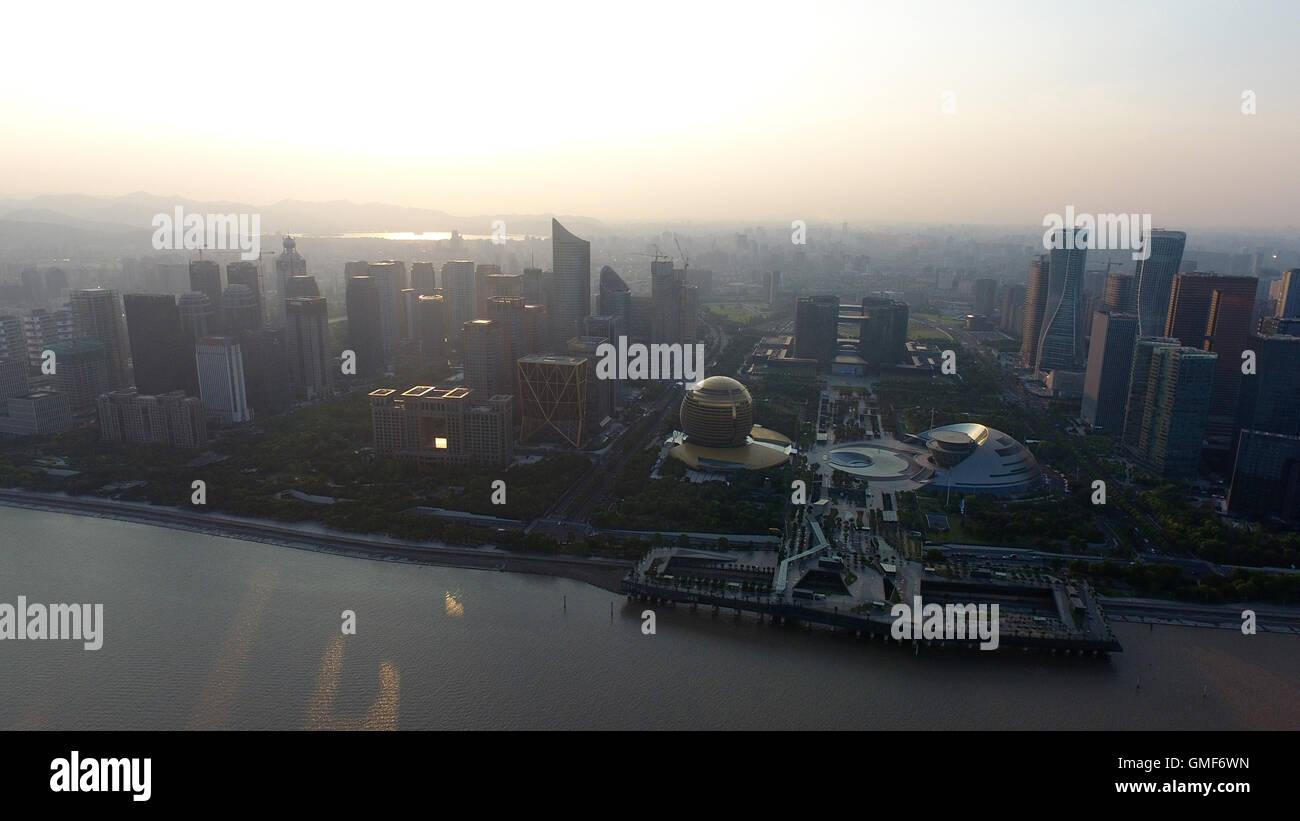 Hangzhou. 25th Aug, 2016. Photo taken on Aug. 25, 2016 shows an aerial ...